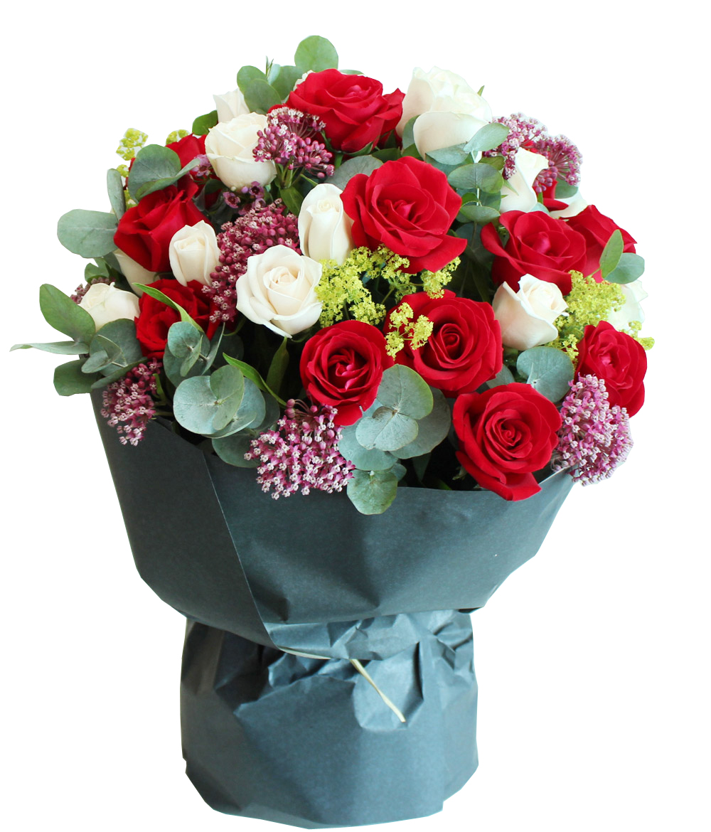 36 Red White Roses